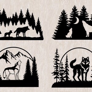 Wolf Scenes Bundle Svg,wolf Svg,howling Wolf Svg,adventure Svg,nature ...