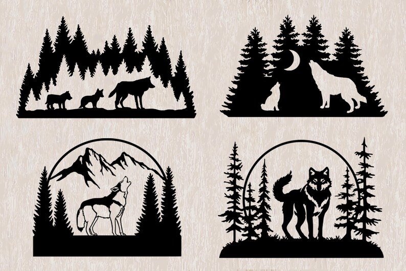 Wolf Scenes Bundle Svg,wolf Svg,howling Wolf Svg,adventure Svg,nature ...