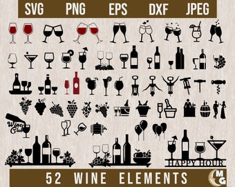 WINE SVG, Wine Bottle Svg, Wine Glass Svg, Wine Cut File, Drinking Svg ...