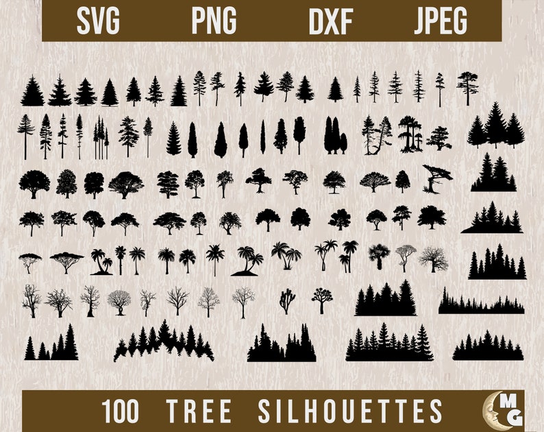 Baum SVG Bundle, Baum Silhouette svg, Baum SVG, Bäume svg, Wald svg ...