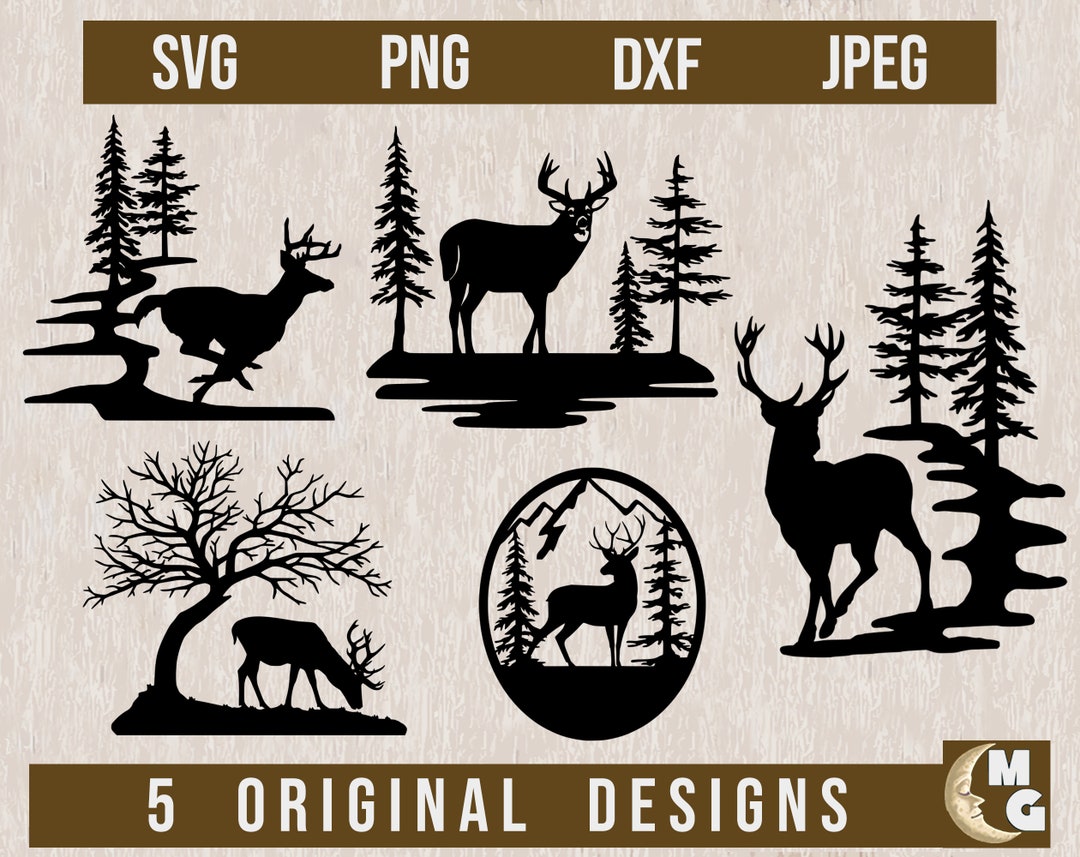Deer Bundle SVG, Buck SVG, Deer SVG Files, Deer Scene Svg, Deer Cut ...