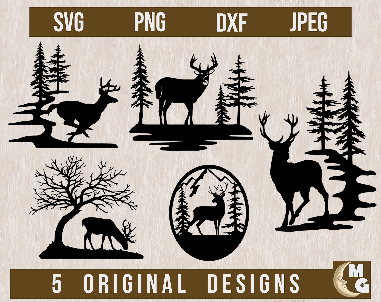 Deer Bundle SVG Buck SVG Deer SVG Files Deer Scene Svg - Etsy