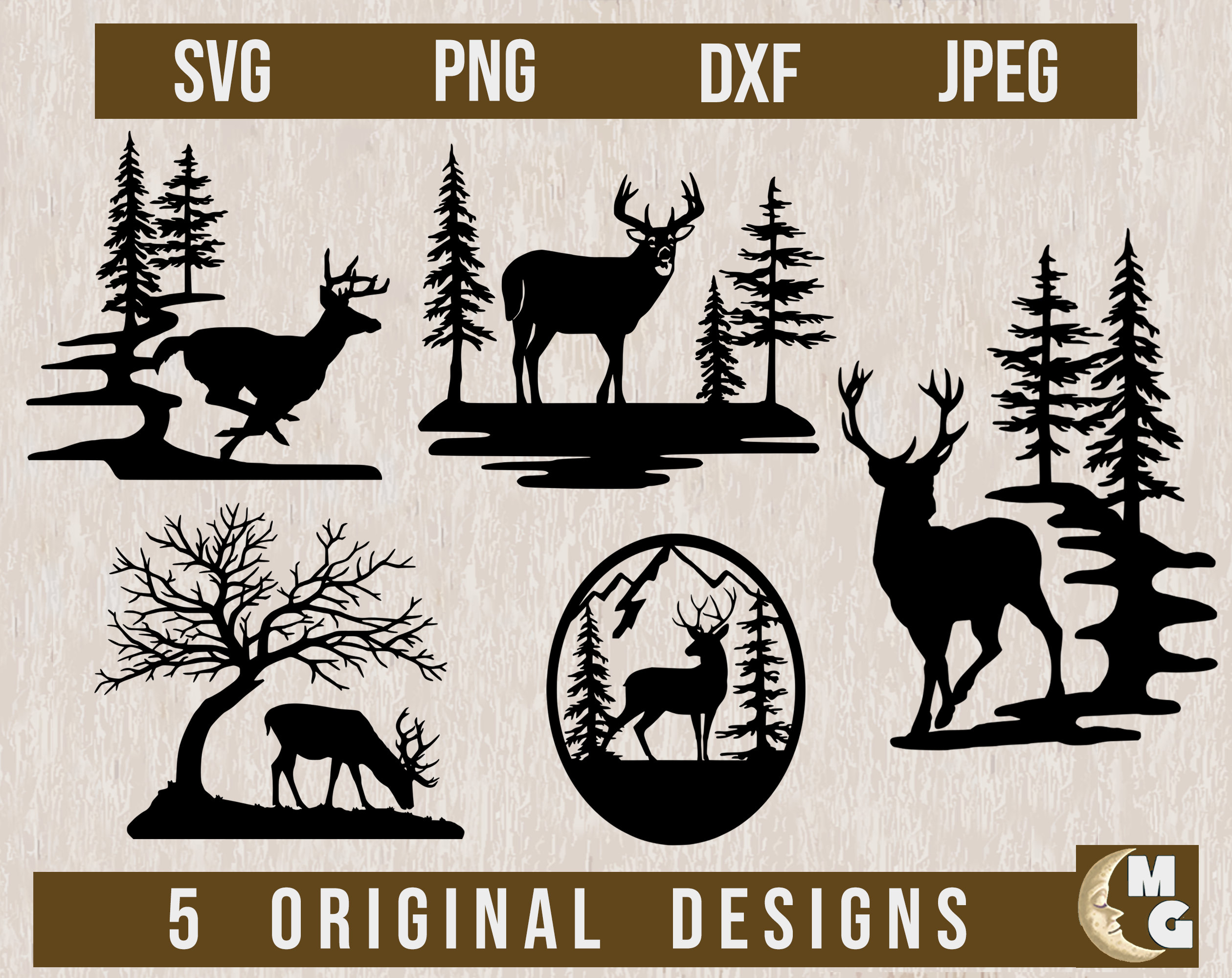Deer Bundle SVG Buck SVG Deer SVG Files Deer Scene Svg - Etsy