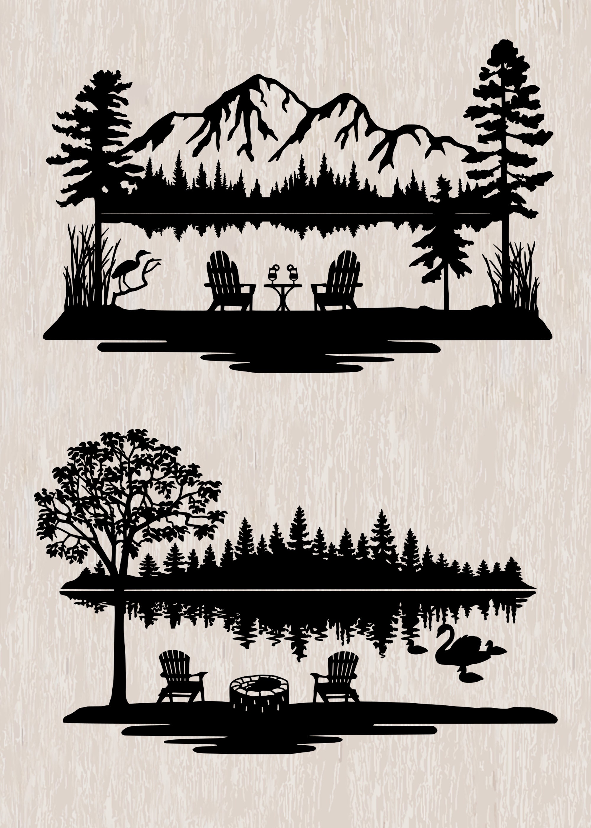 Lake Scene Silhouettes SVG Bundle Lake Scene Silhouette Lake - Etsy