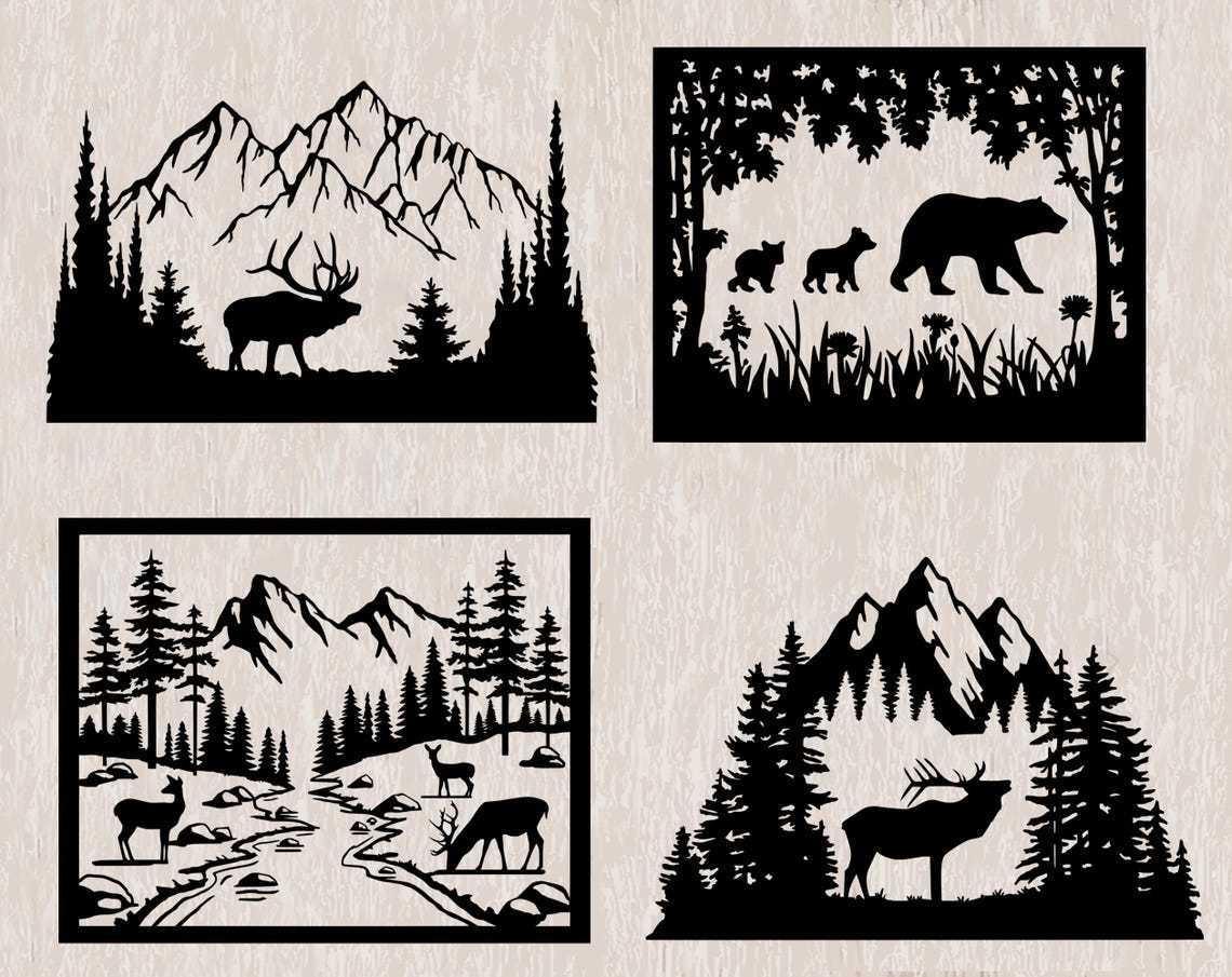 Forest Landscape SVG, Forest Scene SVG, Forest Silhouette Svg ...