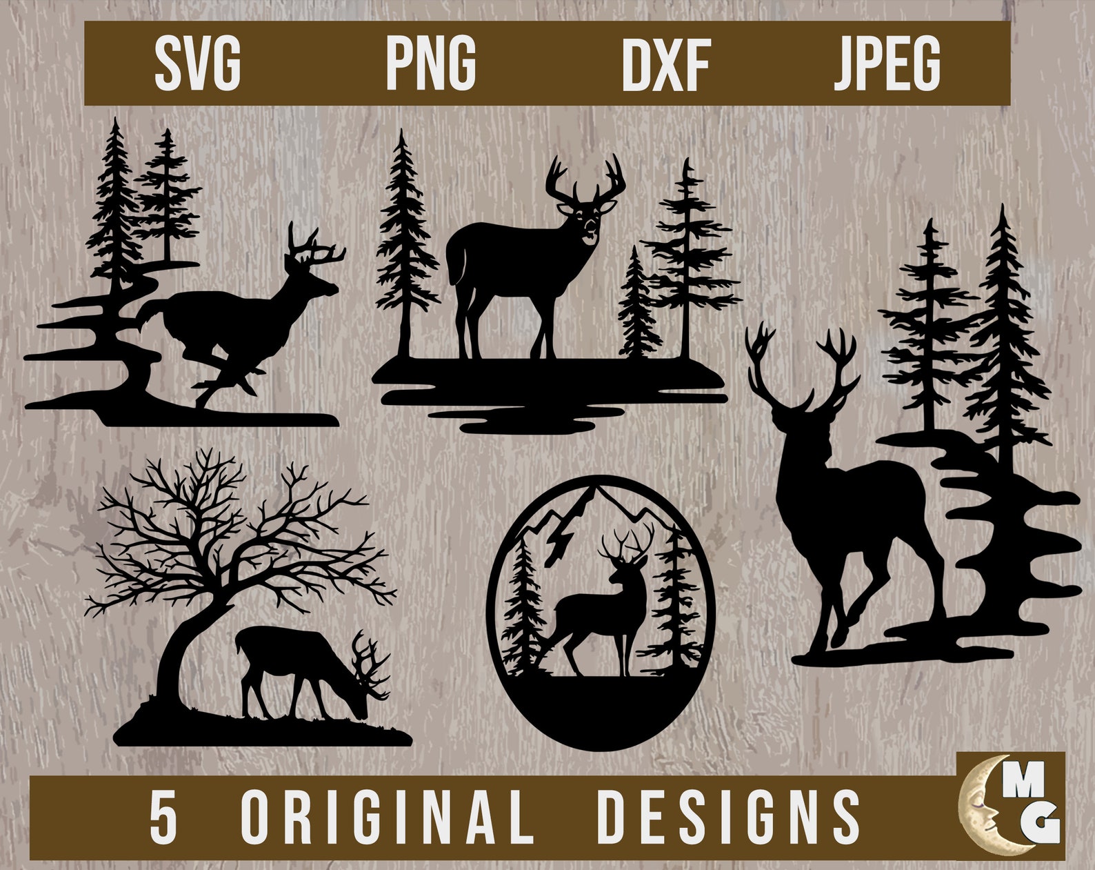 Deer Bundle SVG Buck SVG Deer SVG Files Deer Scene Svg - Etsy