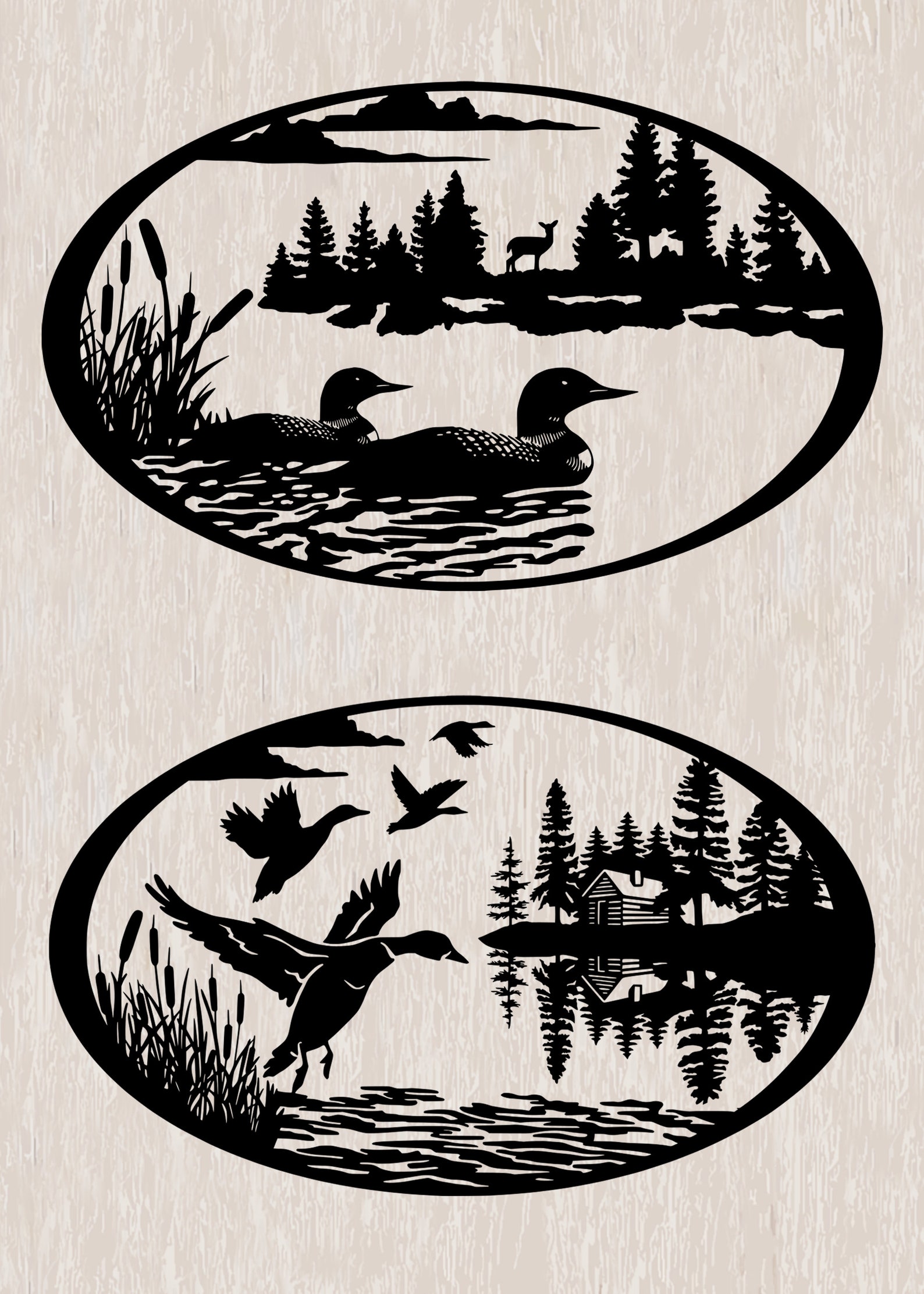 Lake Scene Silhouettes SVG Bundle, Lake Scene Silhouette, Lake Life Svg ...
