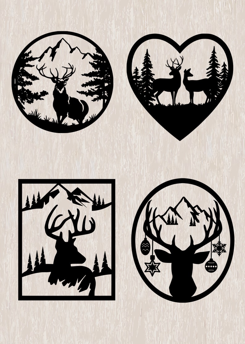Deer Bundle SVG, Deer Scene Svg, Dear Head SVG, Buck Svg, Lasercut ...