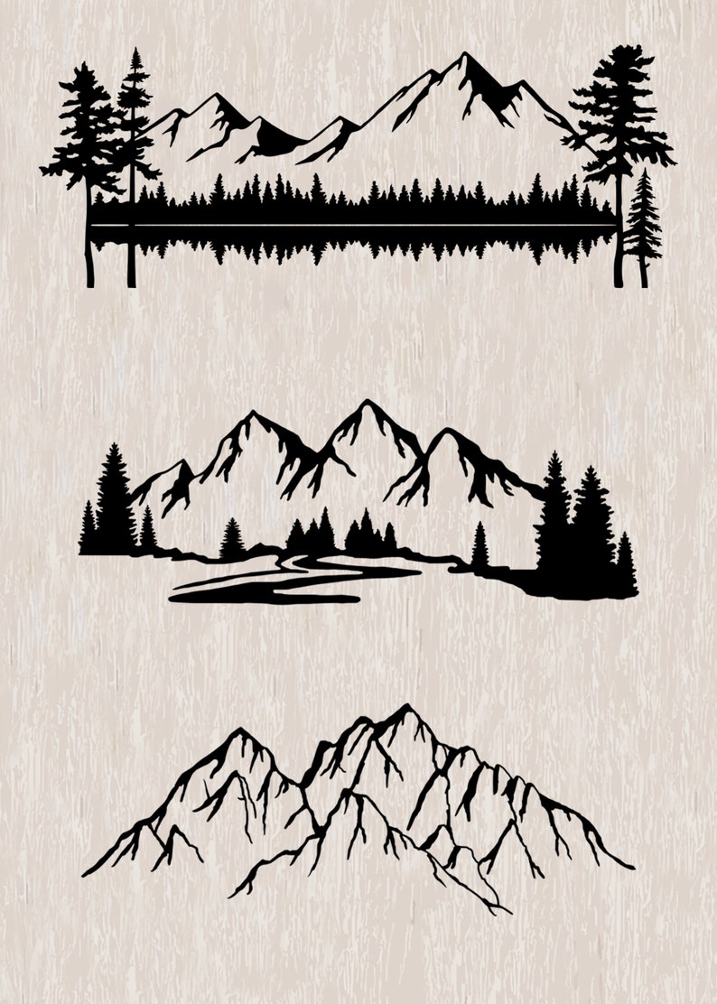 Mountains SVG Bundle, Nature SVG, Landscape SVG, Mountain Silhouette ...