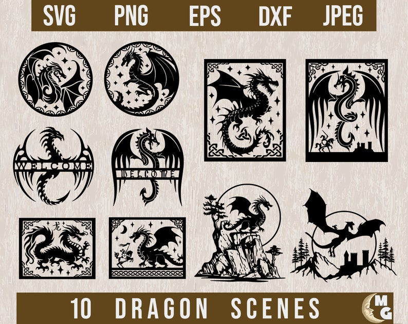 Dragon Svg Bundle, Dragon Svg, Dragon Cut File, Dragon Cricut, Dragon ...