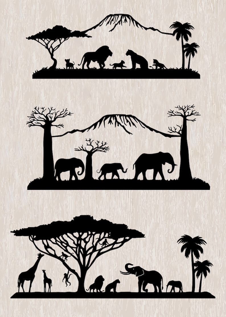 African Animal SVG Bundle, African Scene Clipart,elephant Svg, Giraffe ...