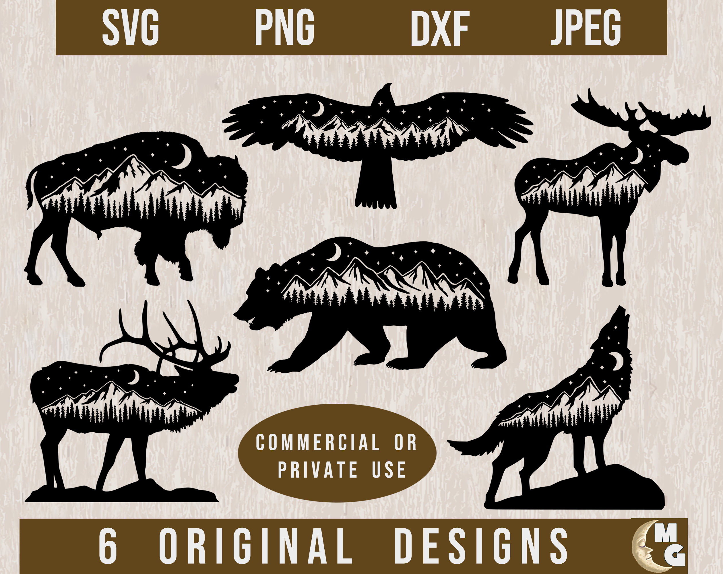 Animal SVG Bundle Wilderness SVG Howling Wolf SVG Lasercut - Etsy