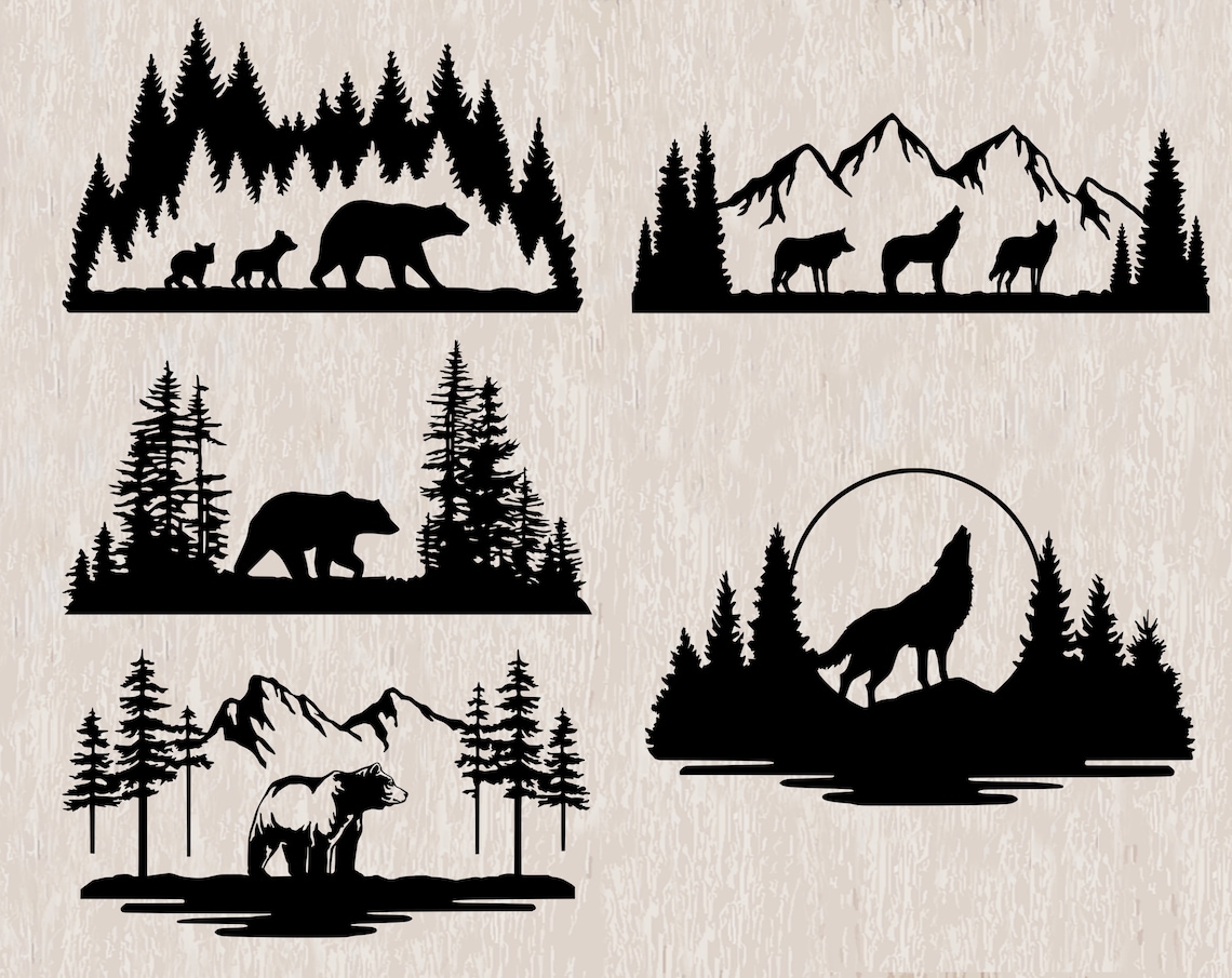 Woodland Scenes Bundle SVG, Wilderness Svg, Deer Svg, Forest Silhouette ...