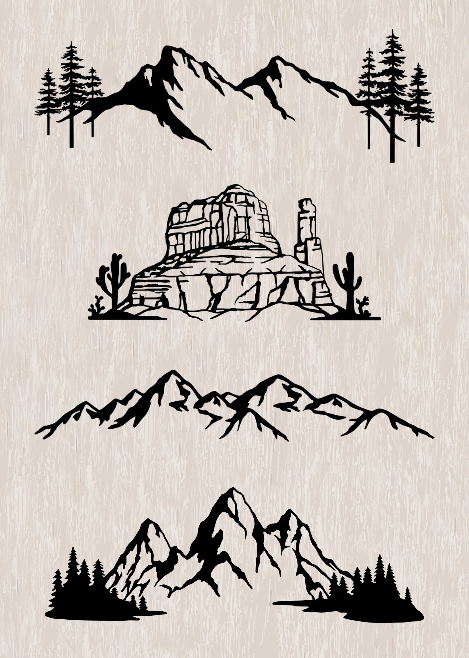 Mountains SVG Bundle, Nature SVG, Landscape SVG, Mountain Silhouette ...