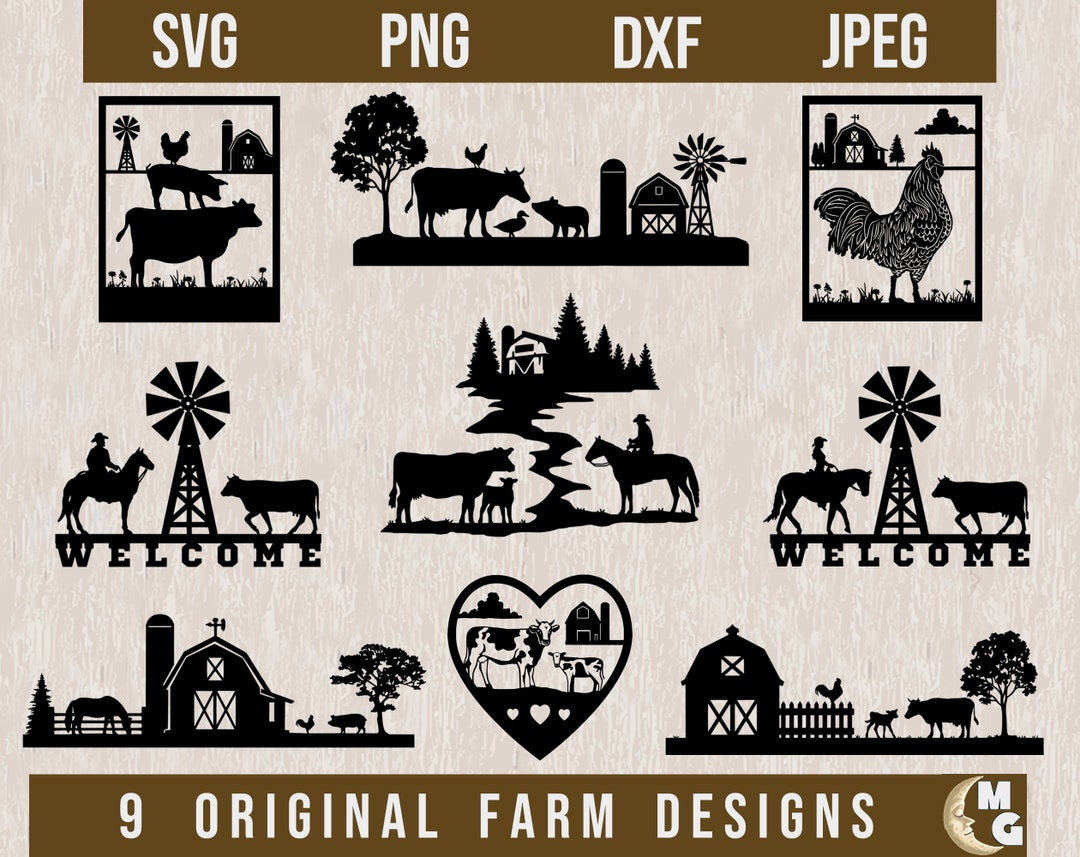 Farm Animal Scene Svg Bundle, Farm Animal SVG, Farm Animals Svg, Farm ...