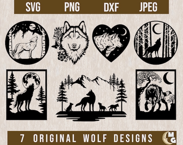Wolf DXF, Animals Cut File for Laser, Dxf for Plasma, Wolves Cnc File ...