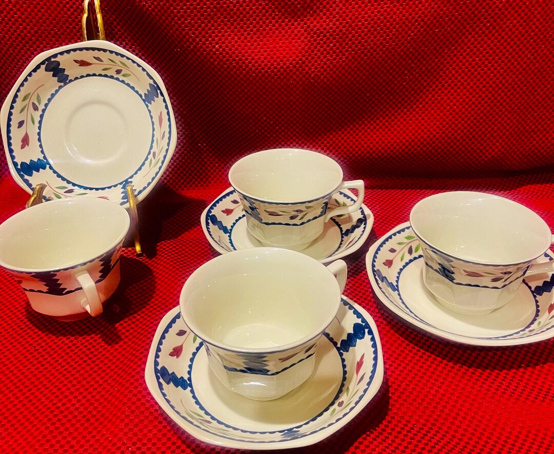 Set of 4 Cups and Saucers by Adams China, Lancaster Pattern - Etsy