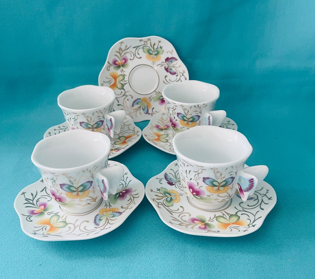 Set of 4 Tea Cups and Saucers by Classic Coffee, Design By, Yedi - Etsy
