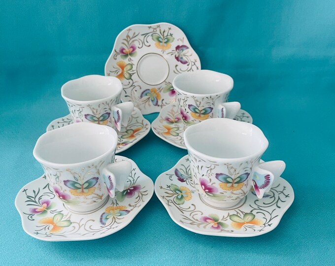 Set of 4 Tea Cups and Saucers by Classic Coffee, Design By, Yedi - Etsy