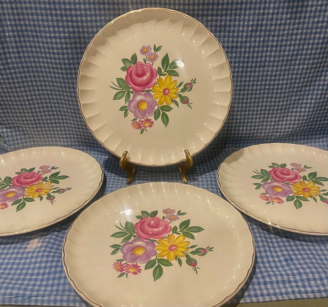 Set of 4 Beautiful Dinner Plates by W S George, Romance Pattern - Etsy