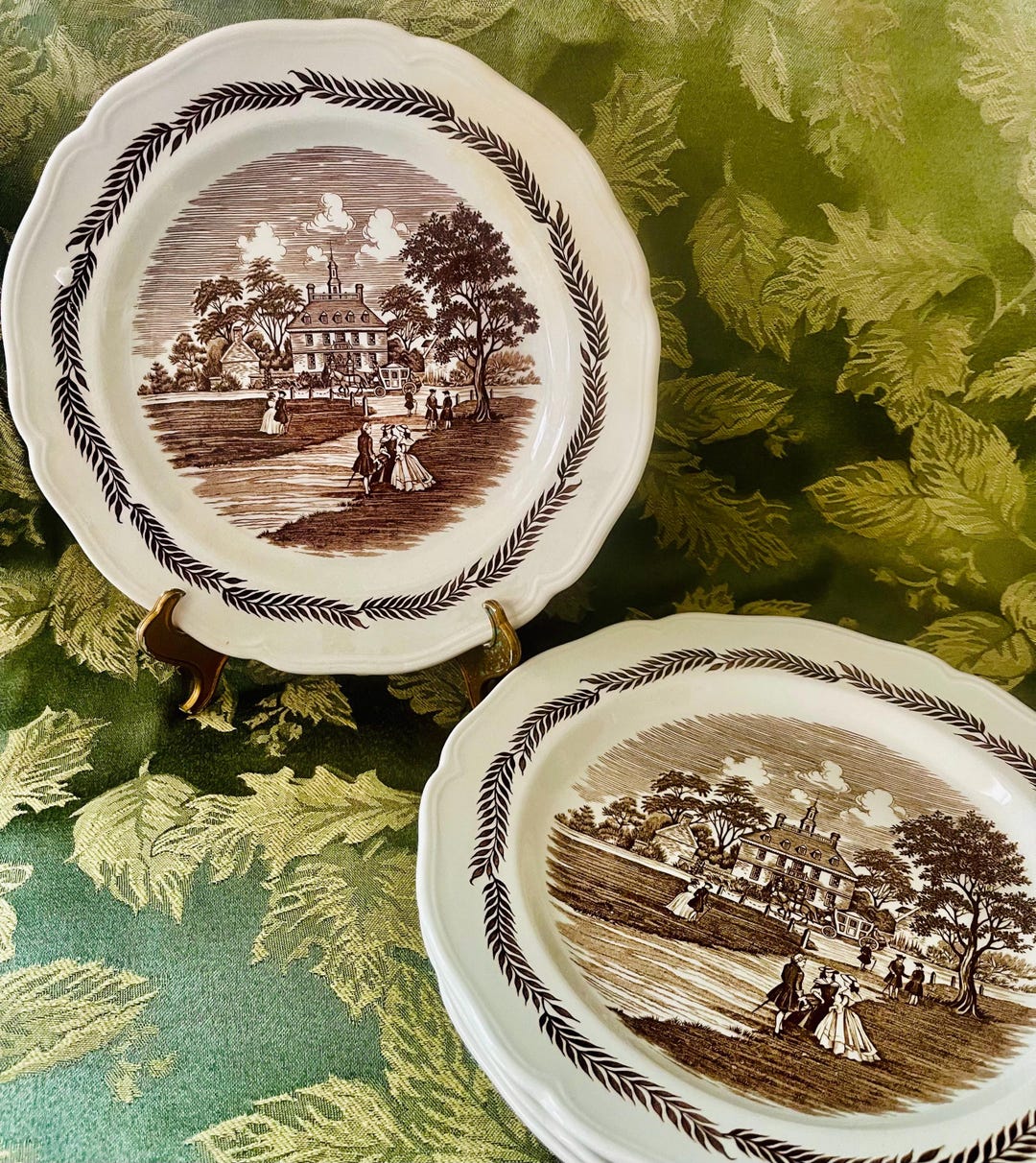 Setof 5 Dinner Plates by J&G Meakin, Colonial Brown Pattern. - Etsy