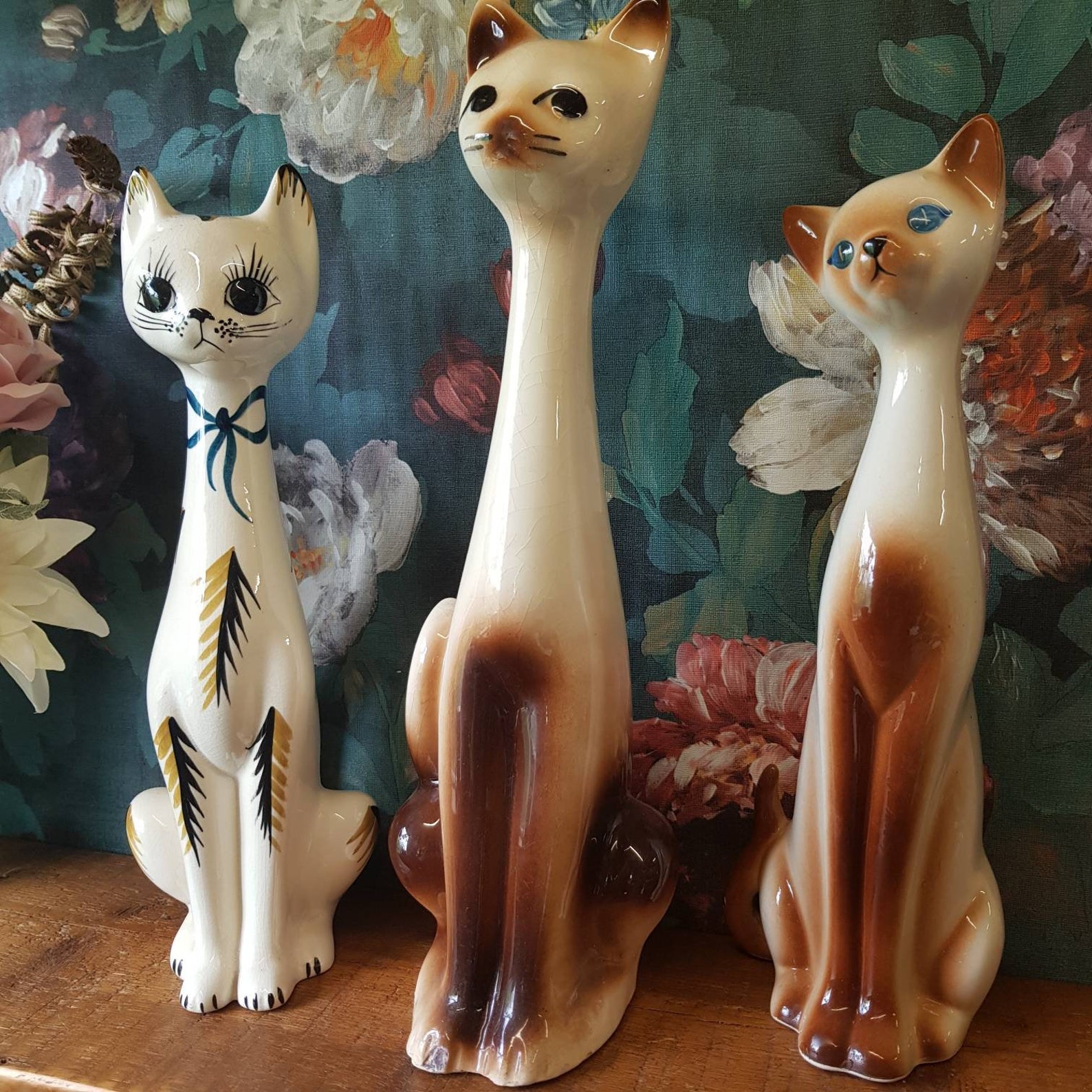 Magnifique trio de chats kitch chic des années 1950. | Etsy