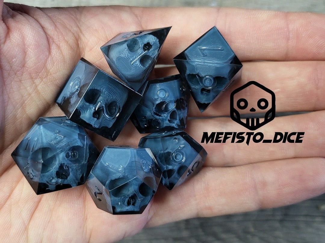 Sharp Edge Handmade Resin Skull Dice, Dnd Dice Set, Polyhedral Dice, RP ...