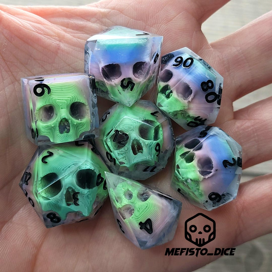 Dnd Dice Set for Dungeons and Dragons D&D Multicolor Skull and Numbers ...