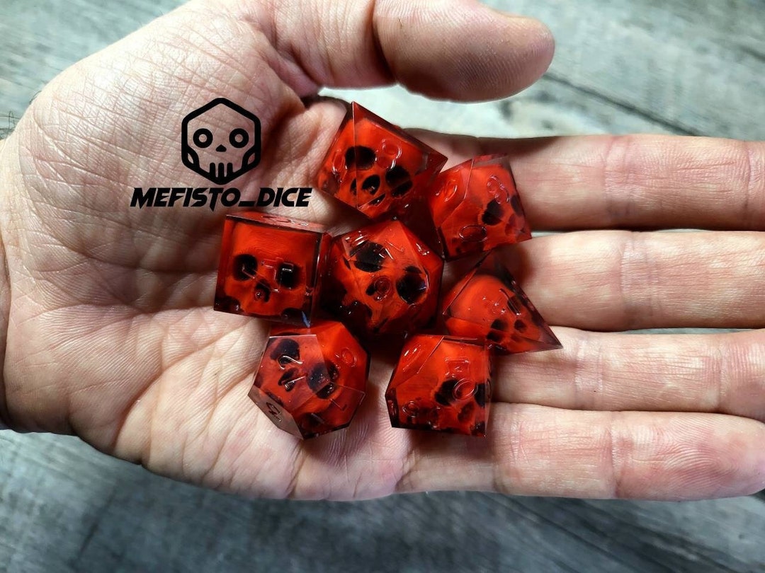 Dnd Dice Set Sharp Edge, D&D for Dungeons and Dragons Red Skull Dice ...