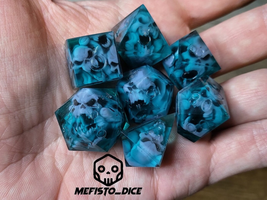 Skull Dice 7 Set Sharp Edge, D&D Dice Set for Dungeons and Dragons D ...