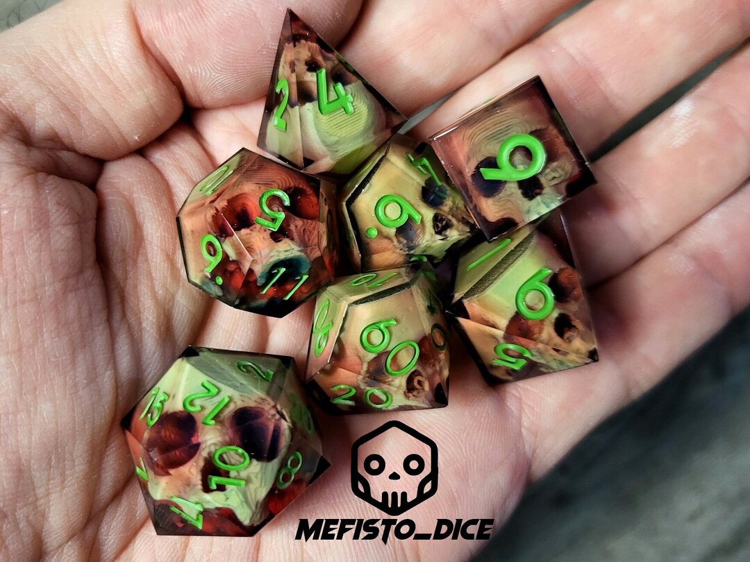 Dnd Dice Set Skull Warlock D&D for Dungeons and Dragons D20 D12 D10 D8 ...