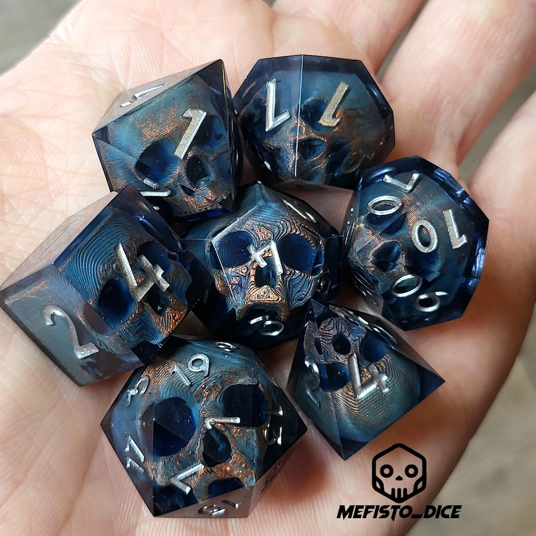 Dnd Dice Skull for Dungeons and Dragons Handpainted D&D Silver Ink ...