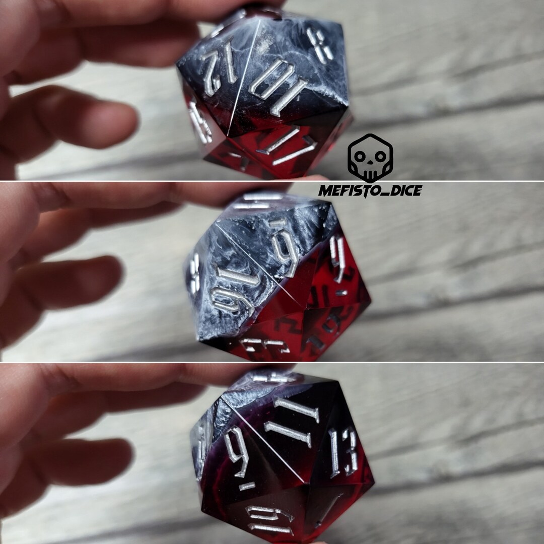 D20 Red Geode 33 Mm Dice Sharp Edge, D&D Dice Set for Dungeons and ...