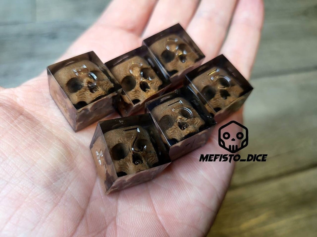 Set 6 D6 Wood Skull Dice Set Polyhedral Dice Set Exquisite Dragon Scale ...