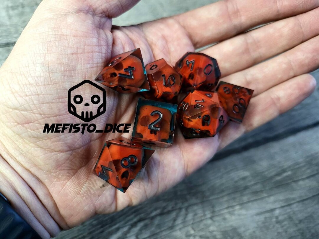 Dice Set Skull Dnd Dungeons and Dragons Red Skull and Blue Resin D20 ...