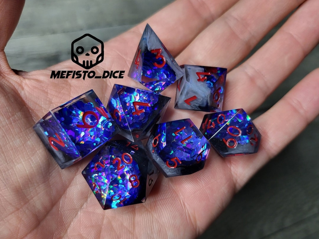 DND Dice Resin Geode Dice Set Sharp Edge Dice , Dungeons and Dragons ...