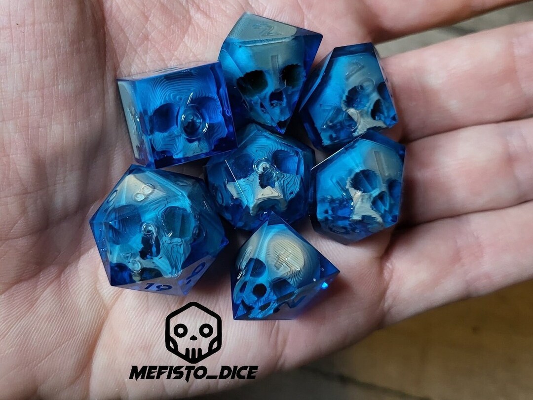 Sharp Edge Handmade Resin Skull Dice Set Dnd Dice Set - Etsy