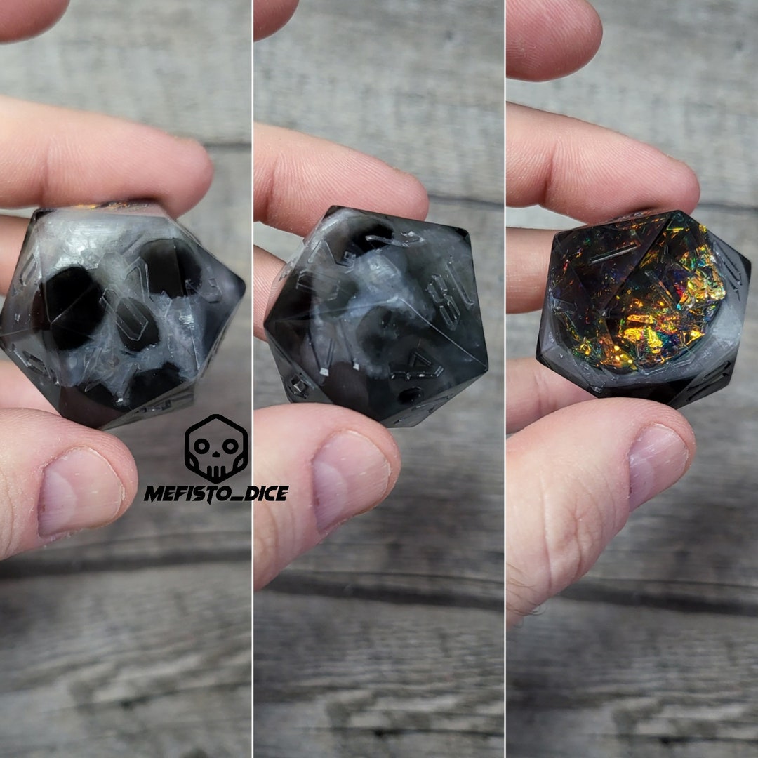 D20 Skull Geode 33mm Dice Sharp Edge, D&D Dice Set for Dungeons and ...