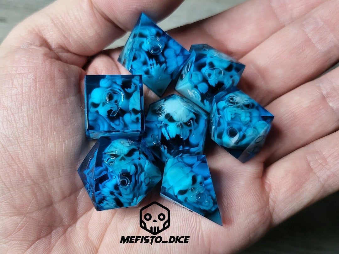 Skull Dice 7 Set Sharp Edge, D&D Dice Set for Dungeons and Dragons D ...