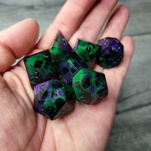 Skull Dead Dice Goth Set Sharp Edge, D&D Dice Set for Dungeons and ...