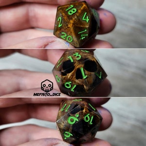 D20 Dice Dnd for Dungeons and Dragons Skull Dice With Green Numbers - Etsy