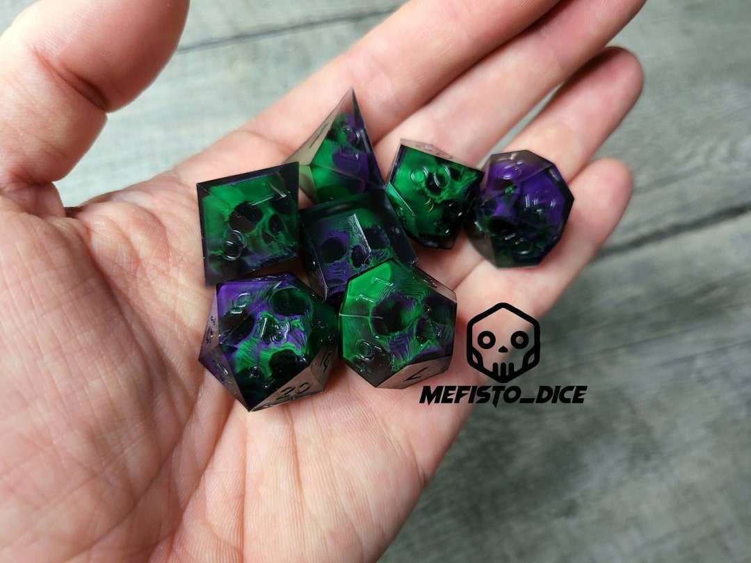 Skull Dead Dice Goth Set Sharp Edge, D&D Dice Set for Dungeons and ...