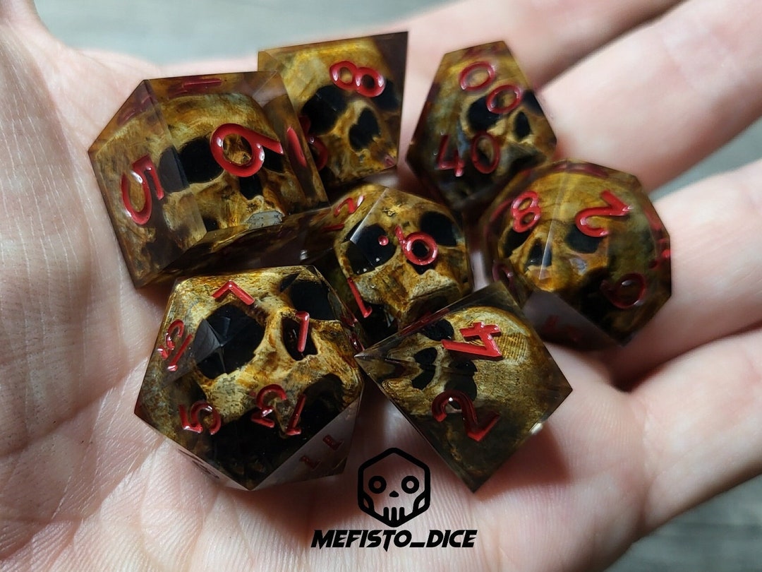 Dnd Dice Skull for Dungeons and Dragons Set D&D Skull Red Ink ...