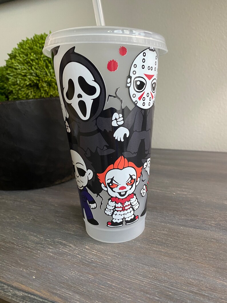 Horror Movie 24 Oz Cold Cup / Halloween/ Thriller Movies/ Spooky Season ...