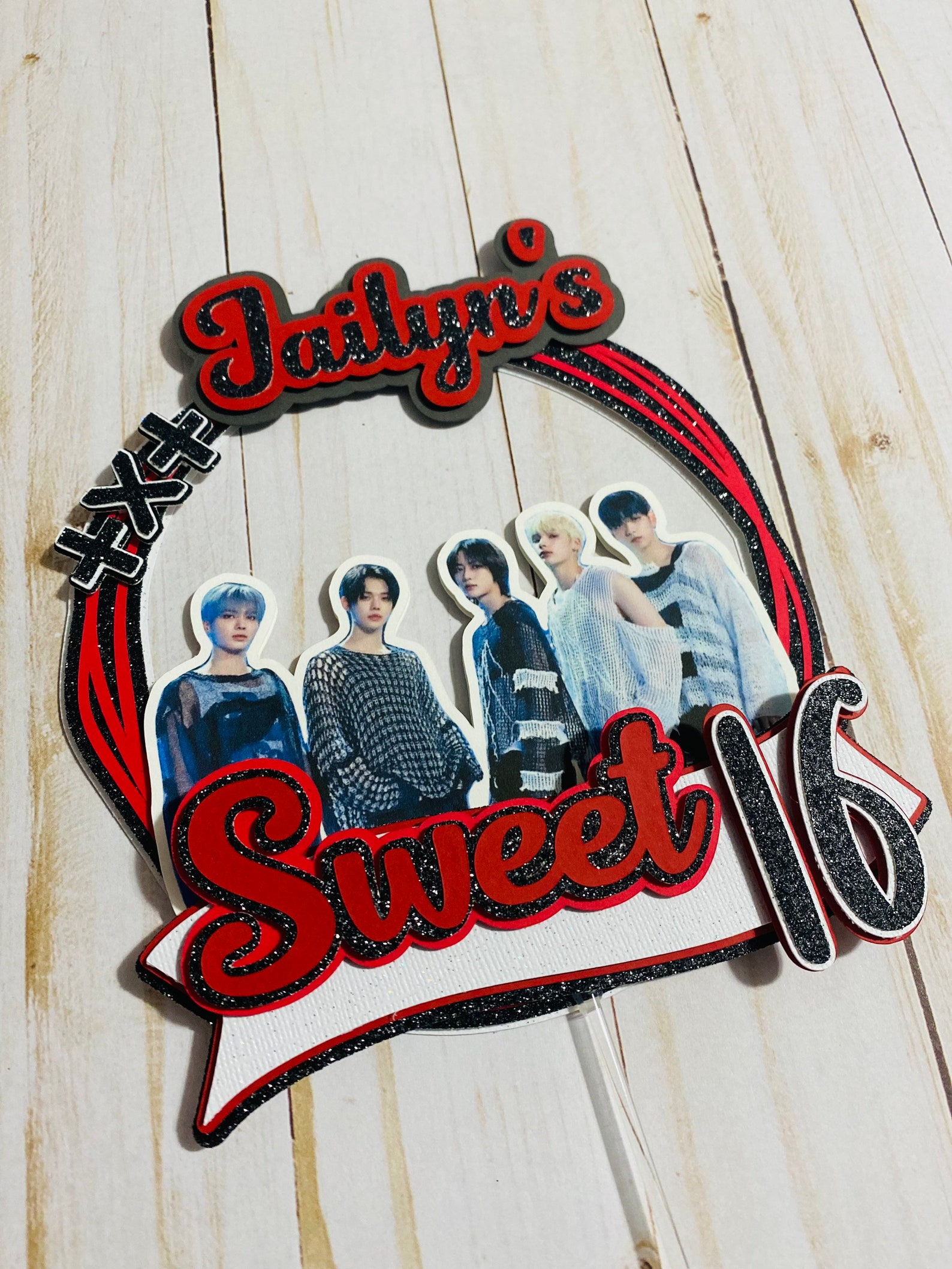 TXT Inspired Cake Topper, Kpop Cake Topper, Birthday Topper, Layered ...