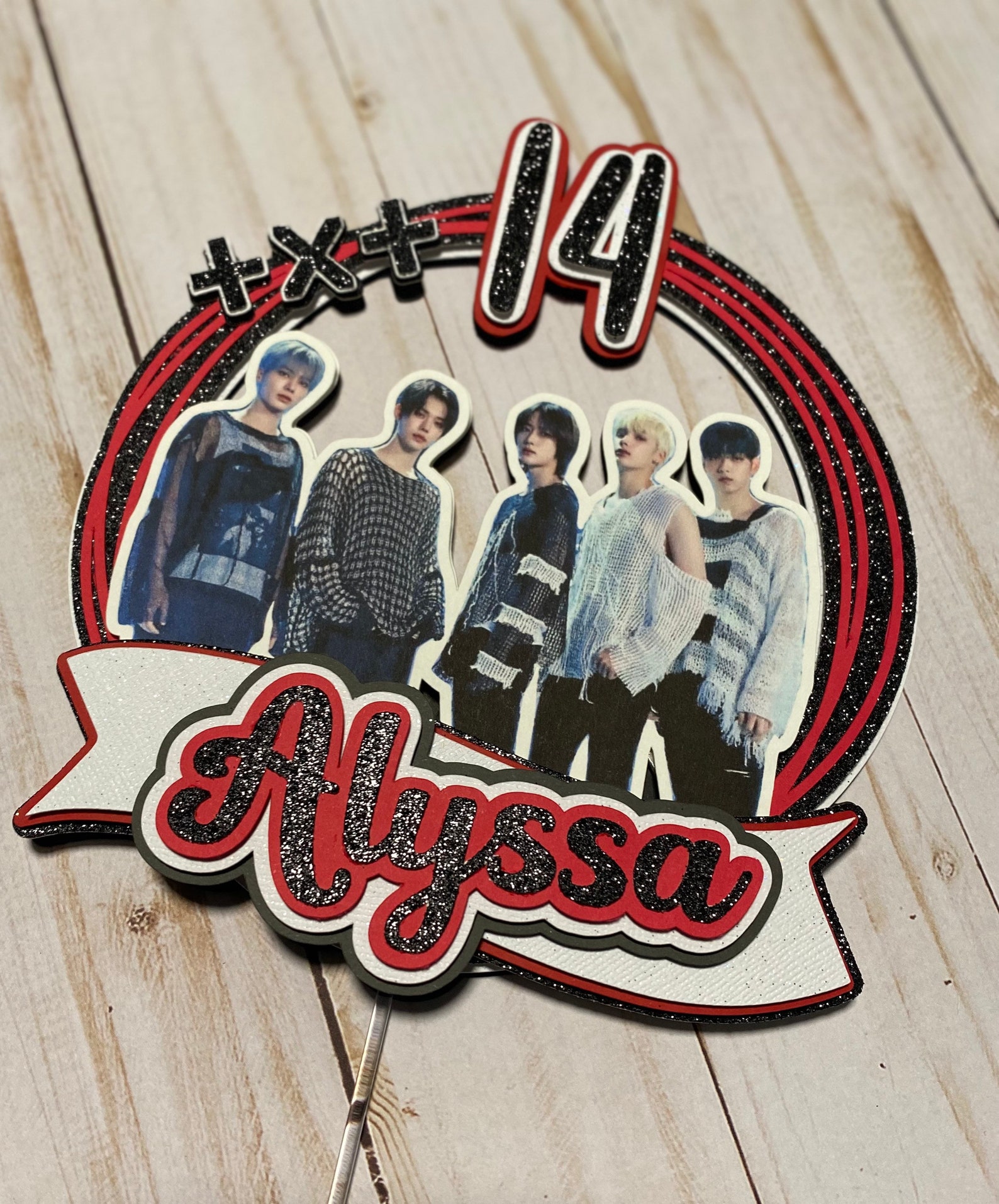 TXT Inspired Cake Topper, Kpop Cake Topper, Birthday Topper, Layered ...