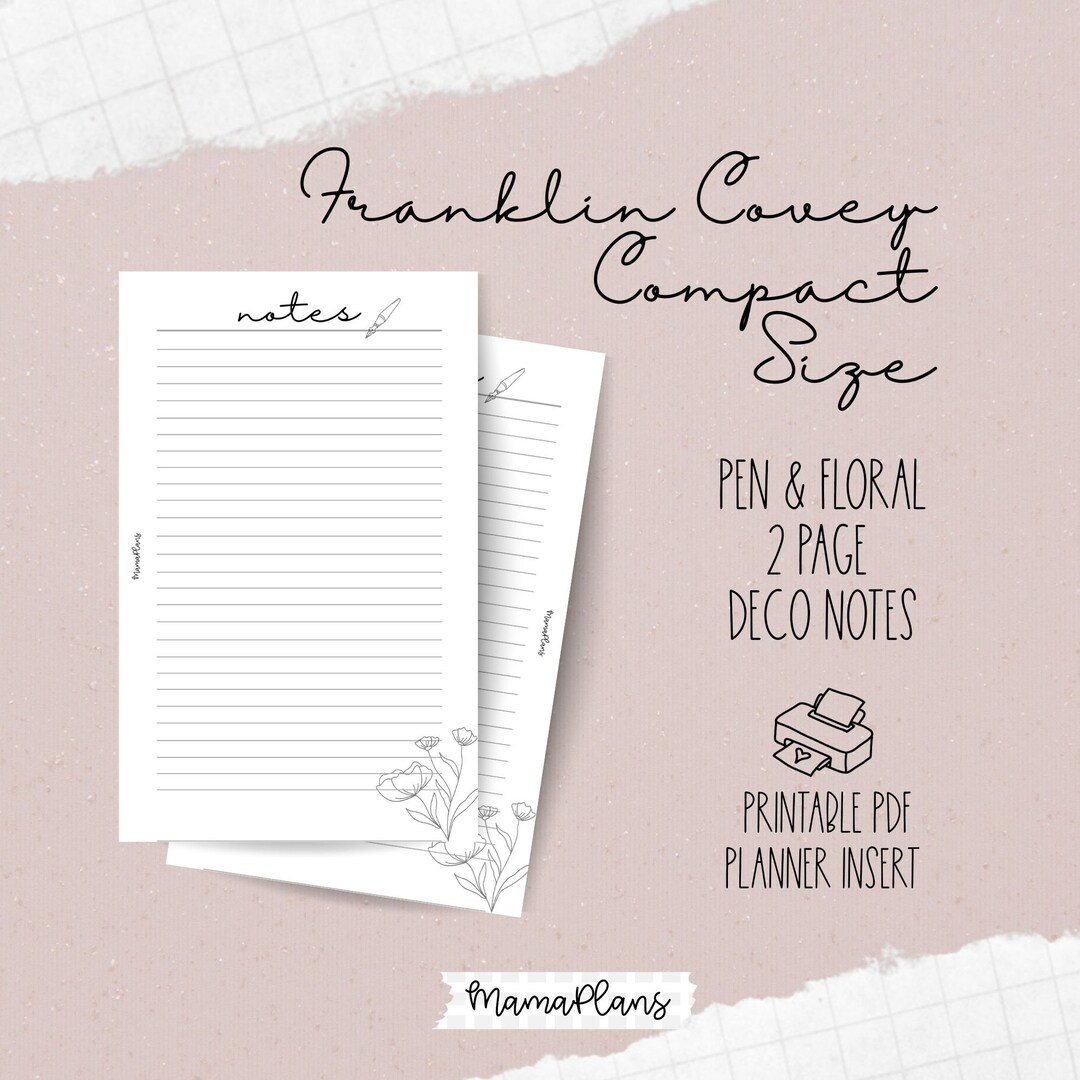 Franklin Covey Compact Notes Pen and Floral Two Planner Pages ...