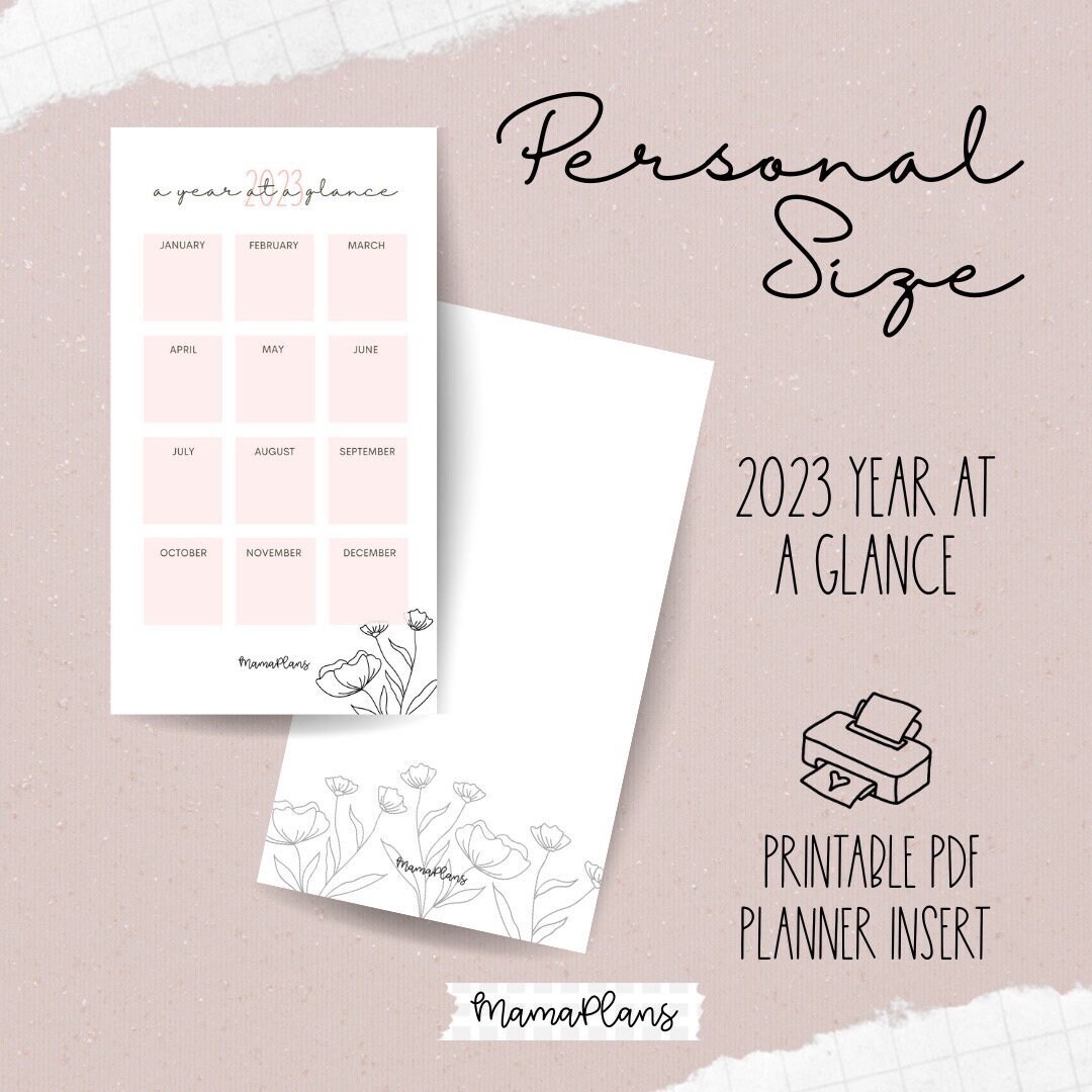 Personal 2023 Year at a Glance Two Planner Pages, Printable, Digital ...
