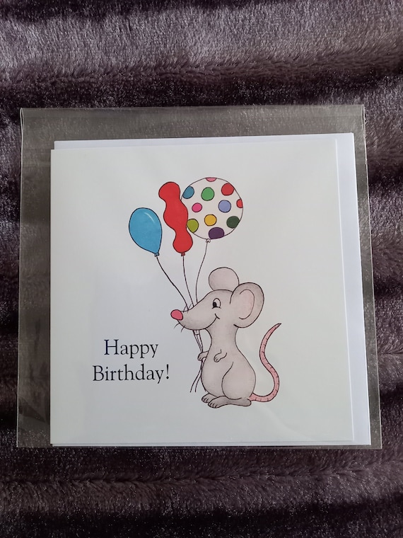 Happy Birthday Mouse Card Happy Birthday / Children's | Etsy
