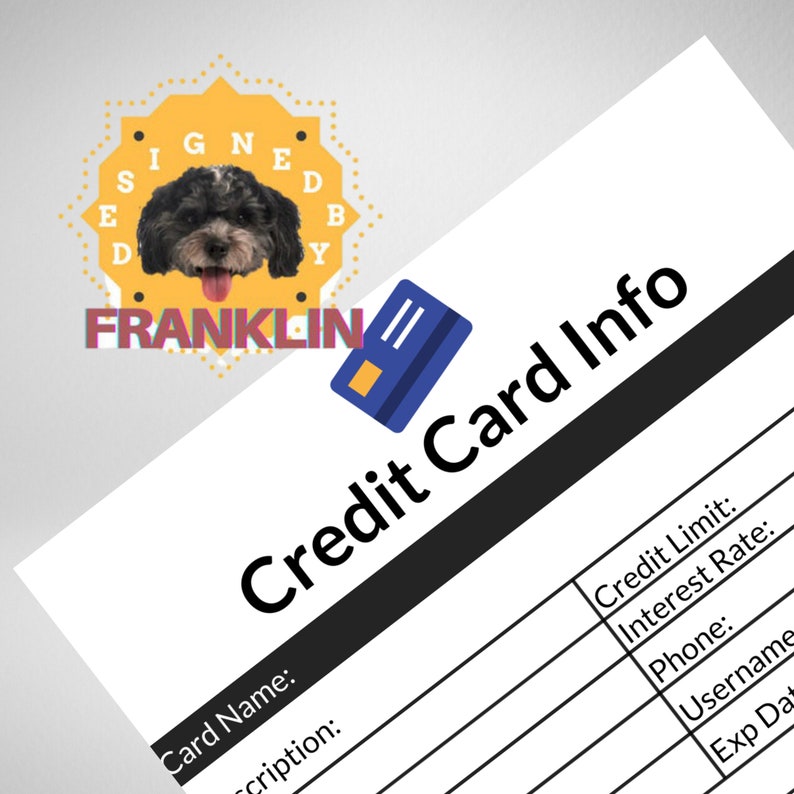 Bank Account Information Keeper Canva Editable Credit Card | Etsy